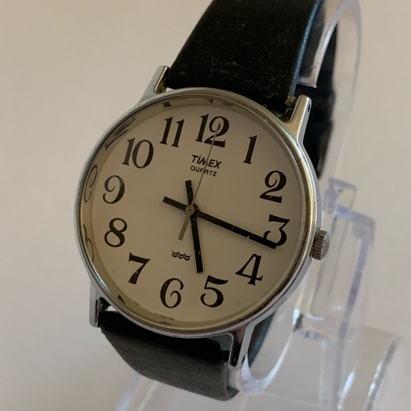 Timex | Jewelry | Vintage Timex La Cell Quartz Unisex Watch Black Band ...